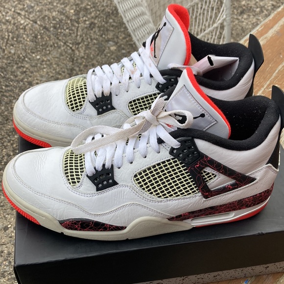 Jordan | Shoes | Used Air Jordan 4 Retro White Black And Bright ...